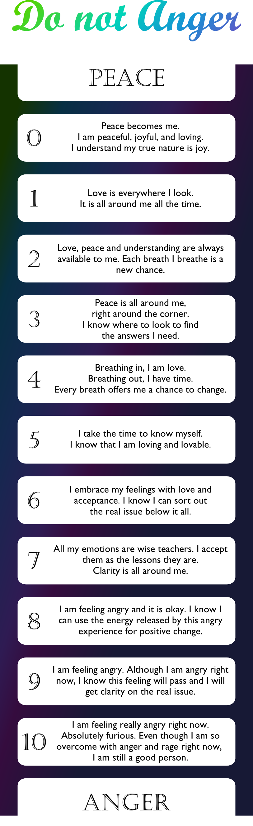 Letting go of Anger Affirmation Ladder - LunaHolistic.com